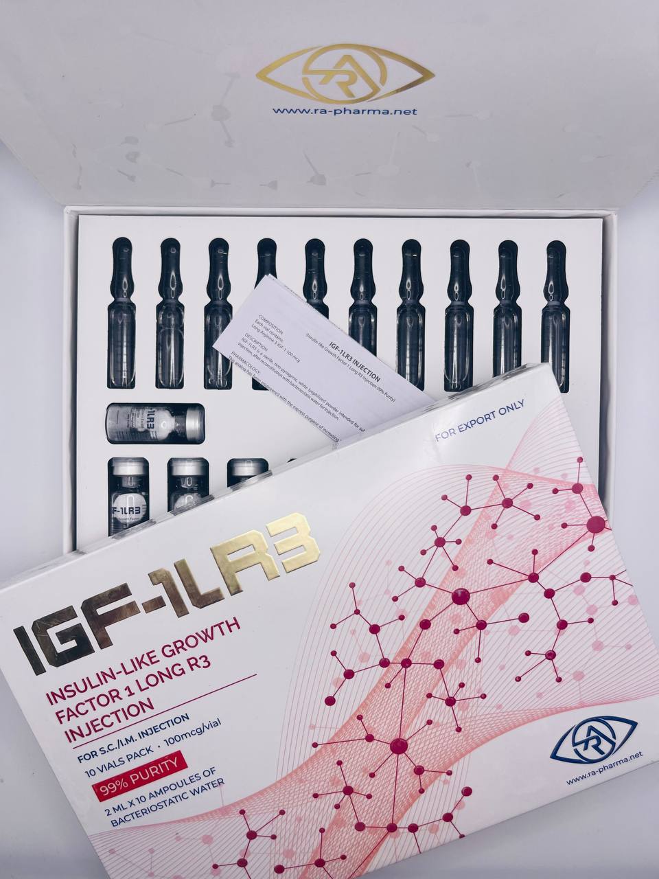 IGF-1LR3 (IGF-1LR3 100mcg per amp) 10 amps powder + 10 amps bac. water ...